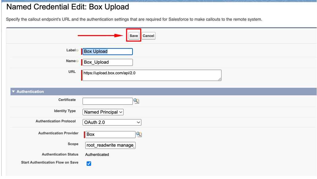Box And Salesforce Integration With The Help Of Named Credentials
