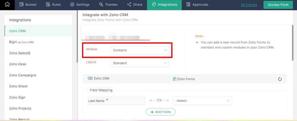 Integrating Zoho forms with Zoho CRM