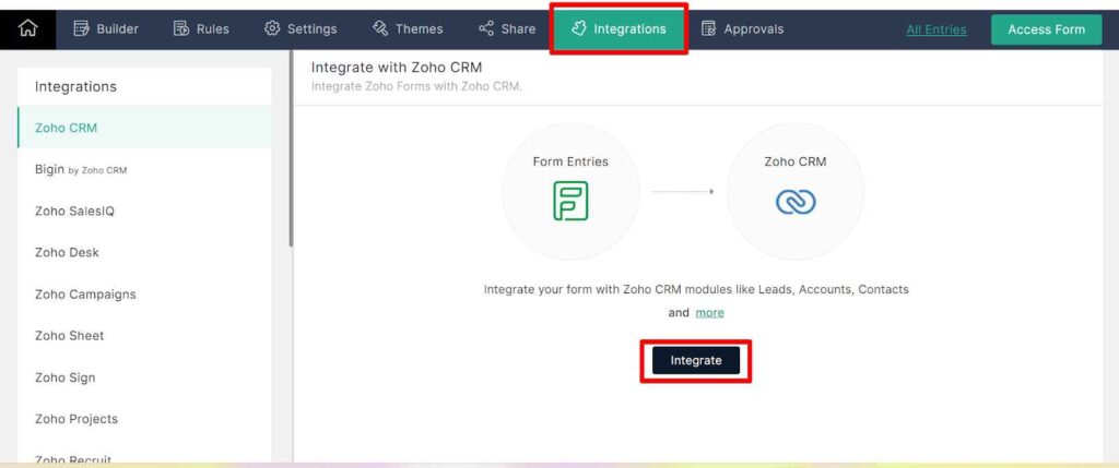 Integrating Zoho forms with Zoho CRM